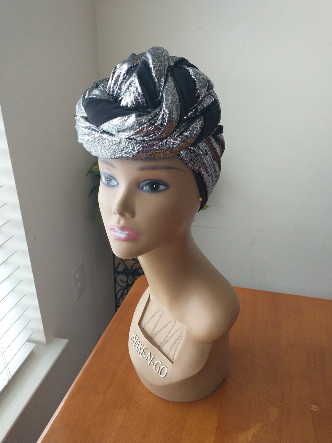 Silver Gold Knit Spandex Headwrap Stretchy Scarf Non Pre-tied Headwrap ...