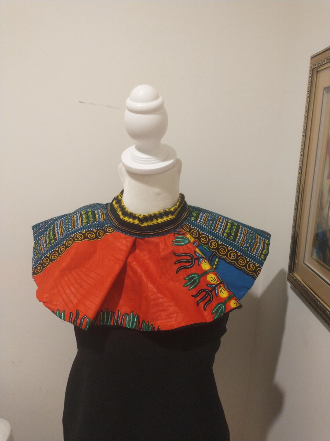 Red Dashiki Ankara Fabric Cape African Fabric Collar Ready to Wear ...