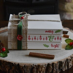 Stamped Books, Stamped Book Stack, Christmas Books, Christmas Stacked ...