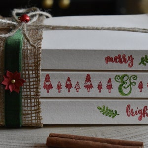 Stamped Books, Stamped Book Stack, Christmas Books, Christmas Stacked ...