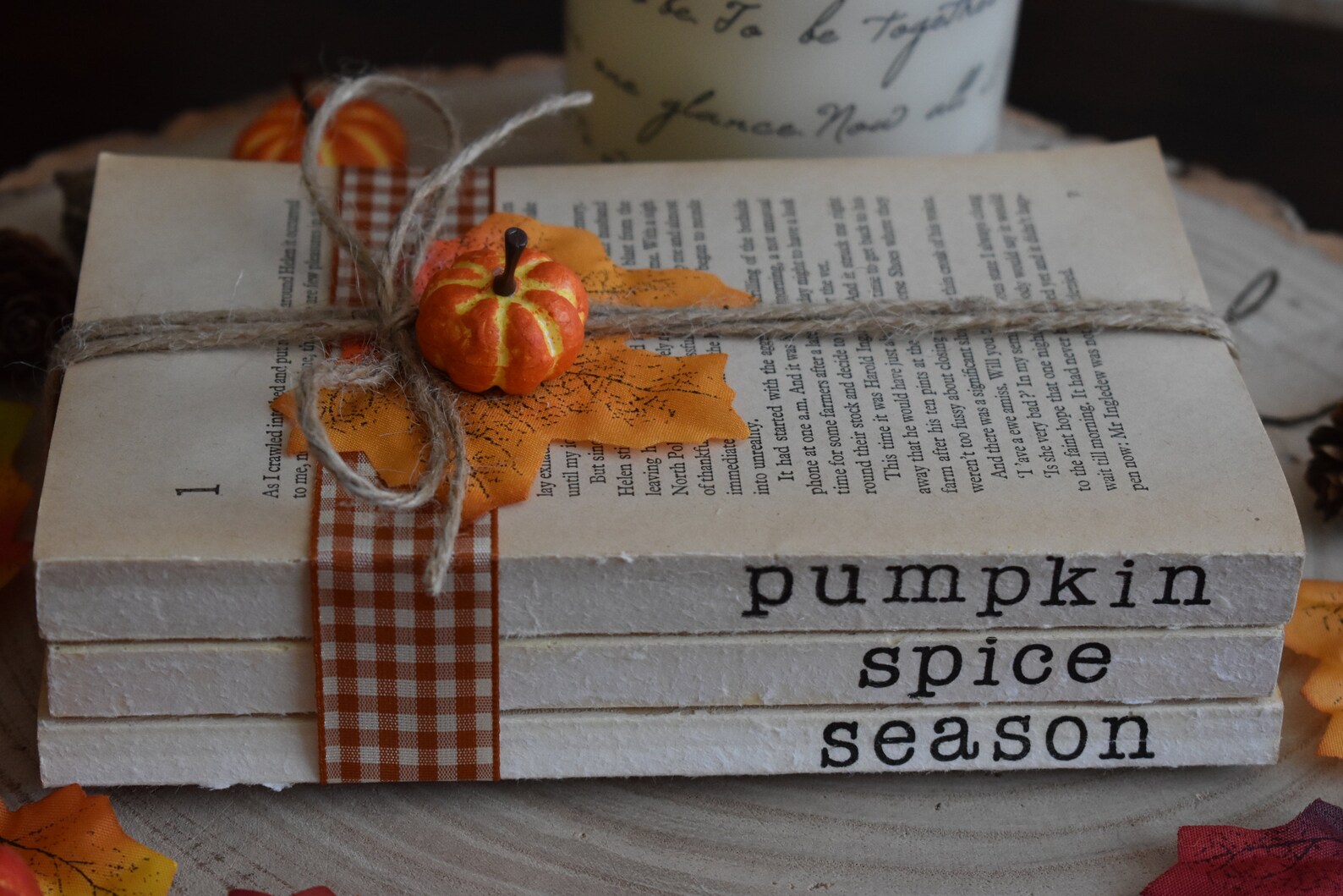 Pumpkin Spice Season Book Stack Autumn Decorative Books Fall | Etsy
