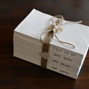 Decorative Farmhouse Book Stack, Rustic Home Decor, Our Life Our Story ...