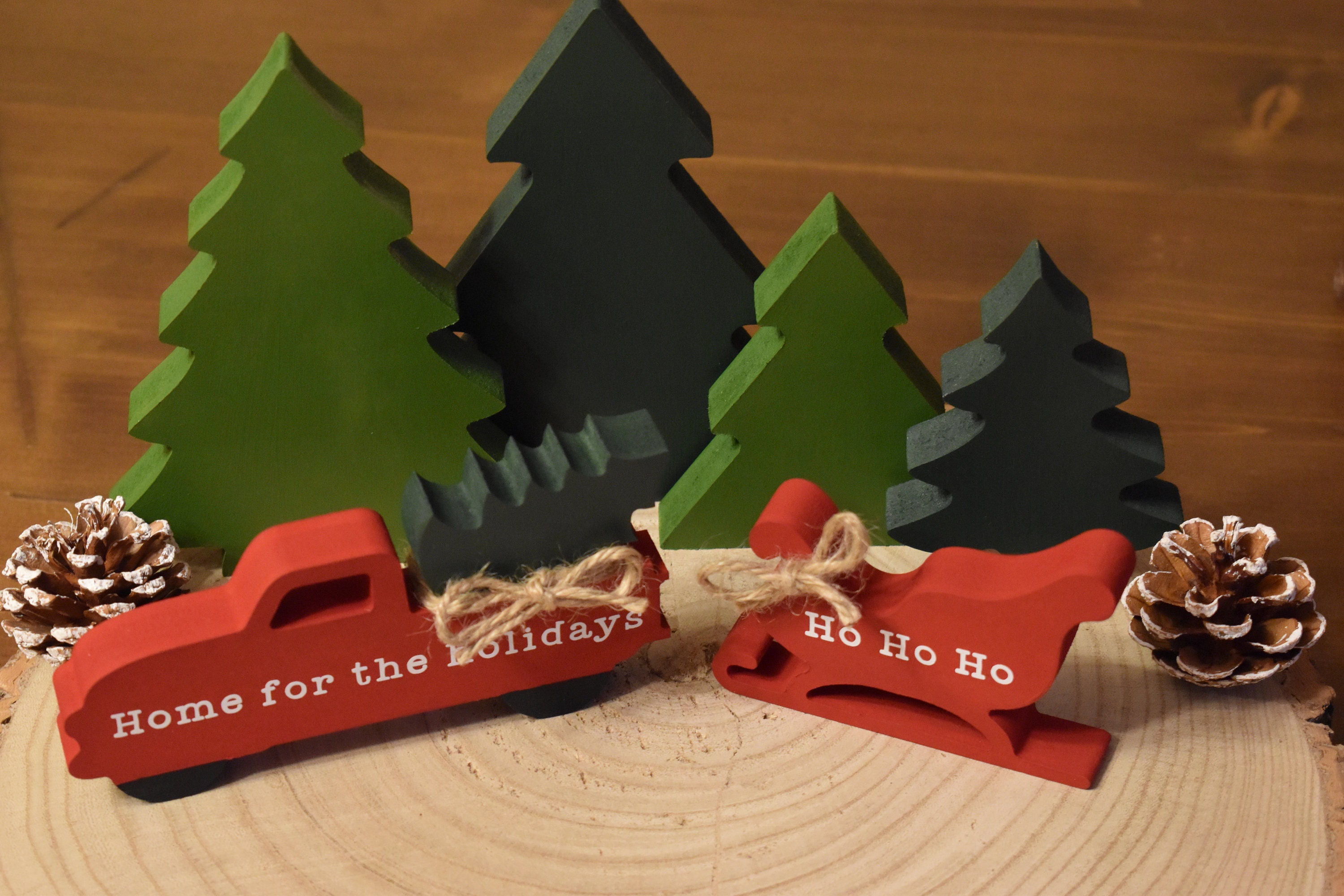 Mini Wooden Sleigh Christmas Tiered Tray Decor Santa's - Etsy