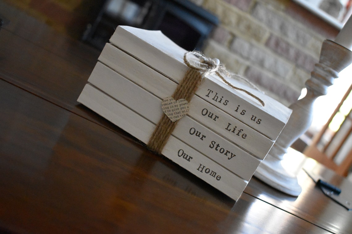 Decorative Farmhouse Book Stack Rustic Home Decor Our Life | Etsy