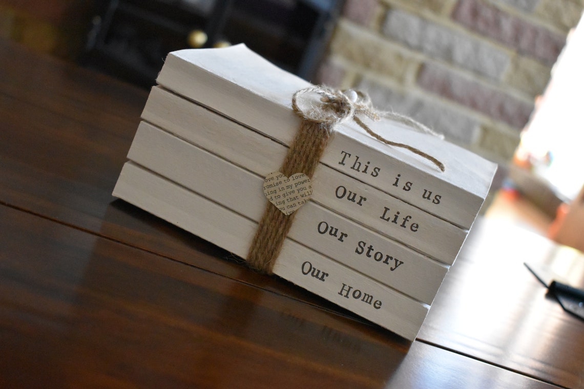 Decorative Farmhouse Book Stack Rustic Home Decor Our Life | Etsy