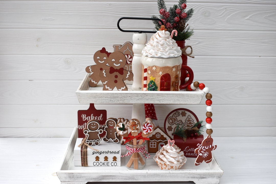 Gingerbread Tier Tray Bundle, Farmhouse Christmas Tiered Tray Set ...