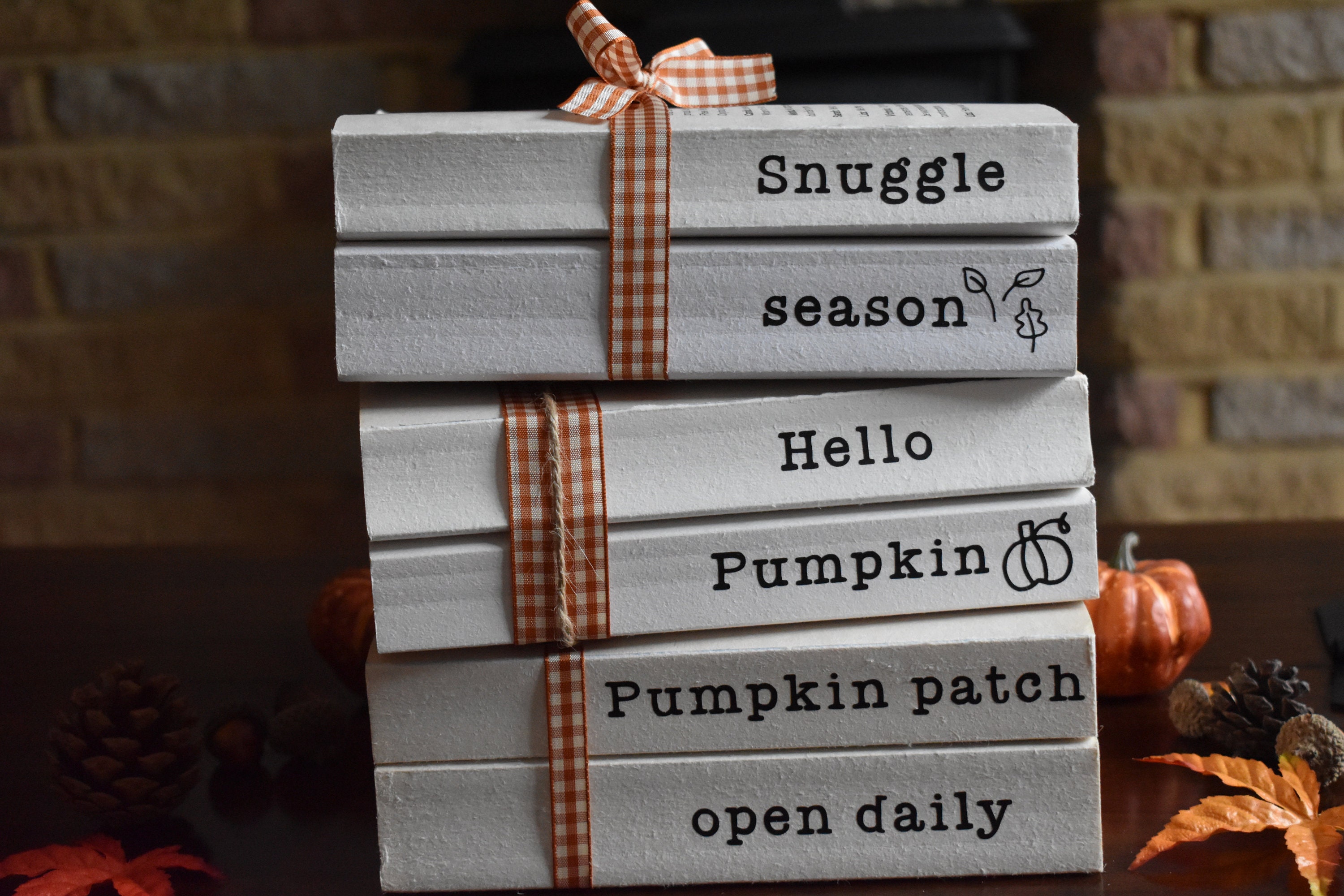 Pumpkin patch book stack pumpkin decor Autumn home decor | Etsy