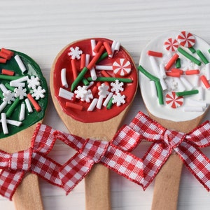 Christmas Mini Wooden Spoons, Christmas Tiered Tray Decor, Chocolate ...