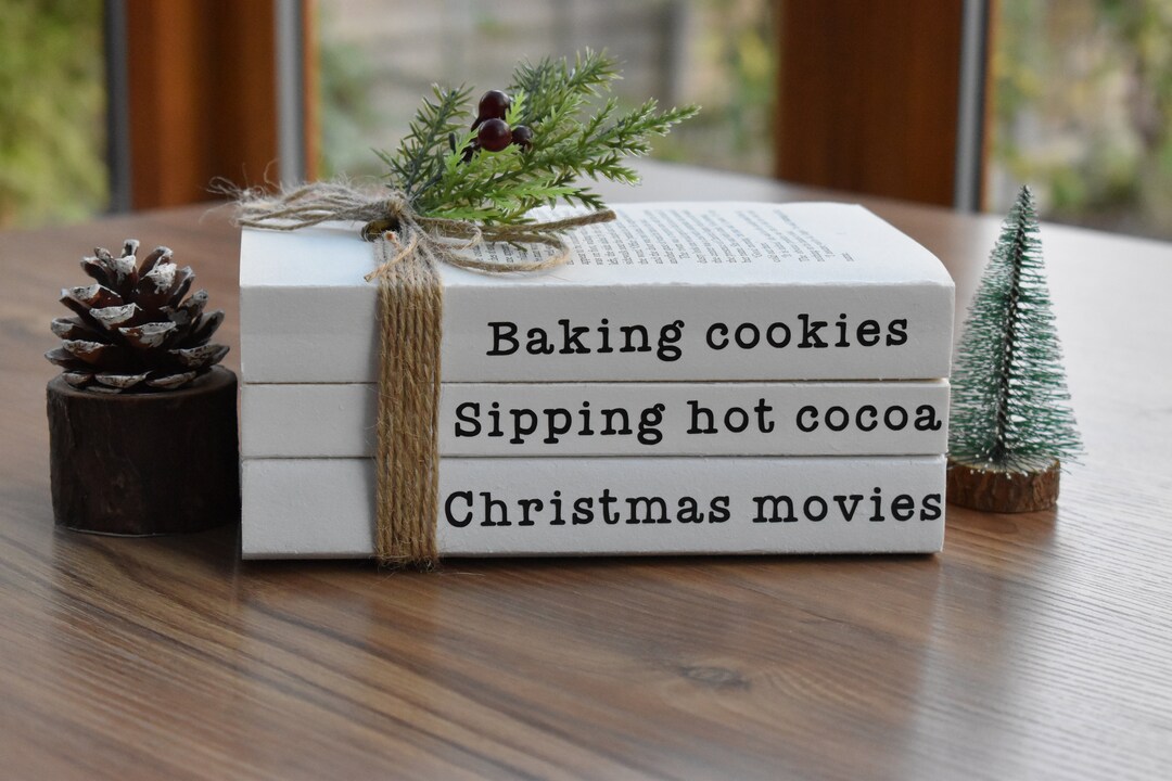Christmas Book Stack, Christmas Tiered Tray Decor, Personalised Stacked ...