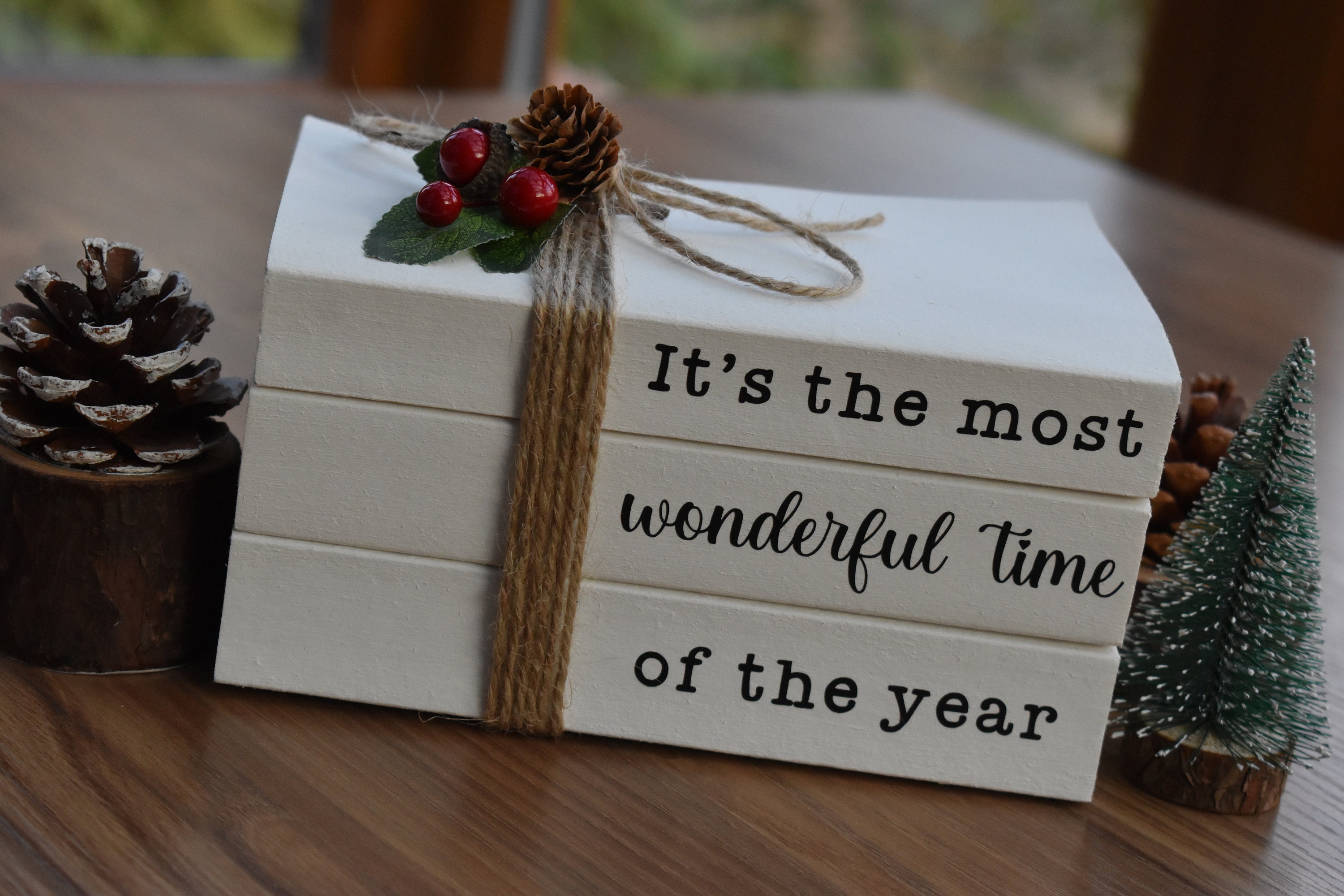 Christmas Book Stack It's the Most Wonderful Time of the - Etsy UK