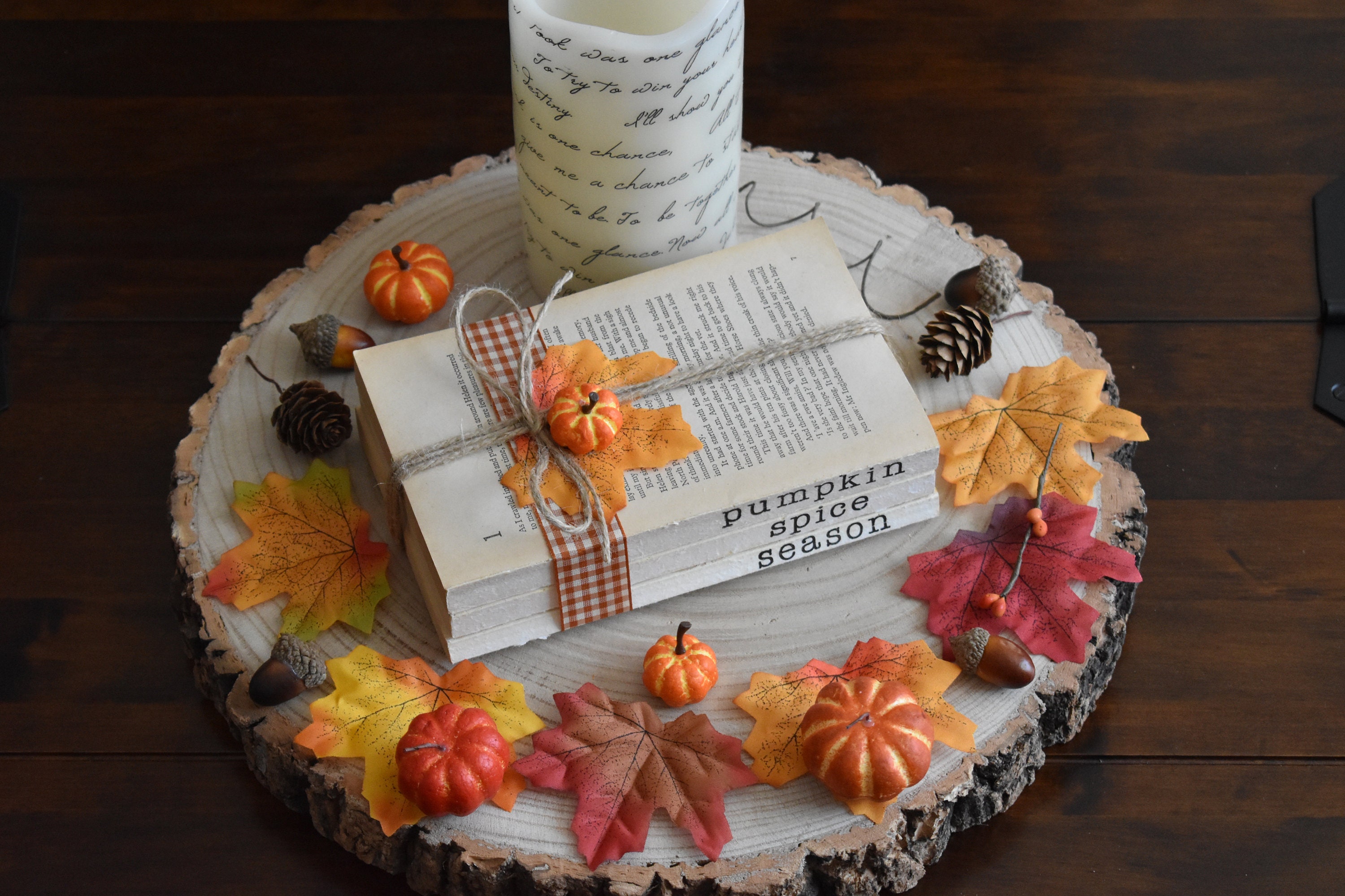 Pumpkin spice season book stack Autumn decorative books Fall | Etsy