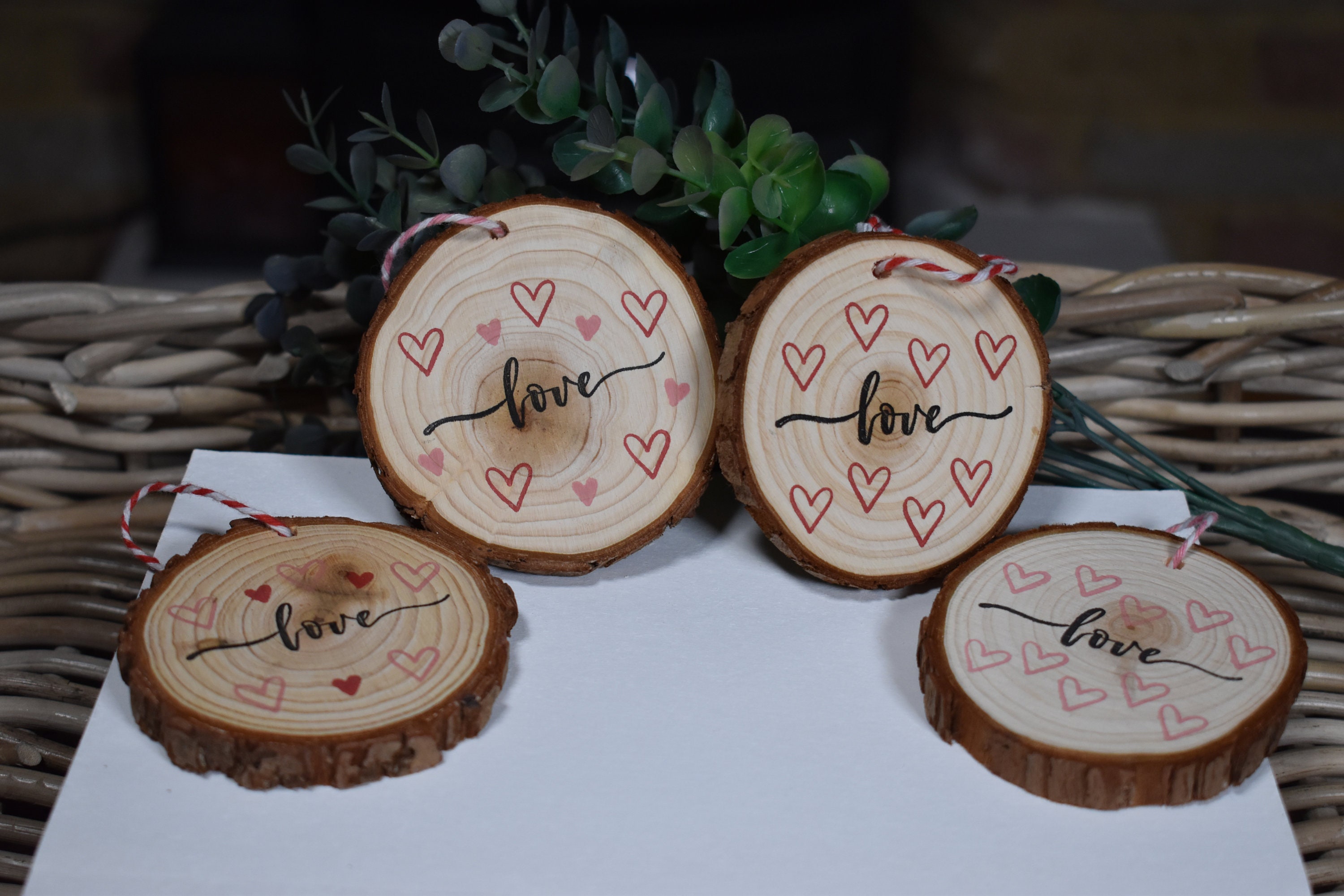 Rustic Wood Slice Love Decorative Wood Signs Hearts Home - Etsy UK