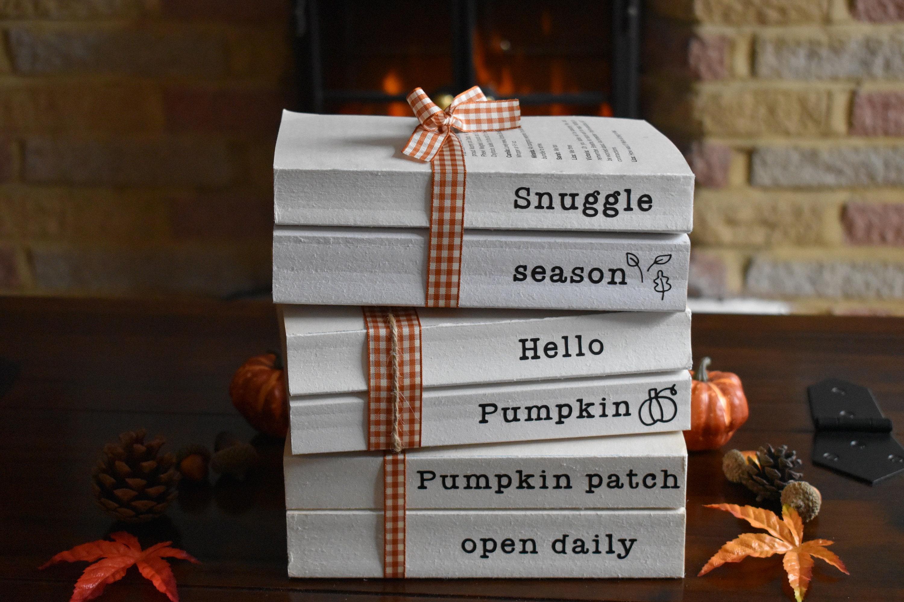 Pumpkin patch book stack pumpkin decor Autumn home decor | Etsy