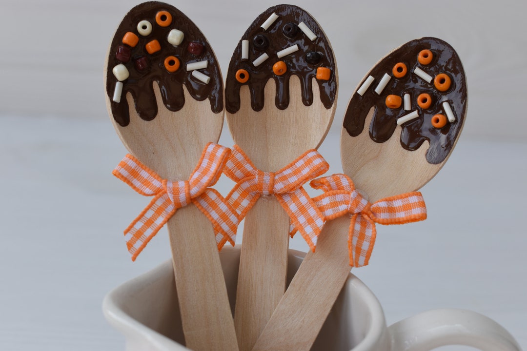 Chocolate Dipped Spoons, Autumn Tiered Tray Decor, Autumn Wooden Spoons ...