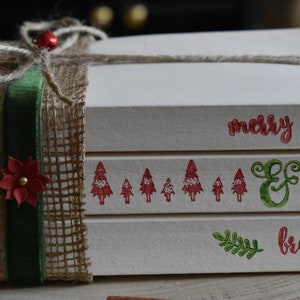 Stamped Books, Stamped Book Stack, Christmas Books, Christmas Stacked ...