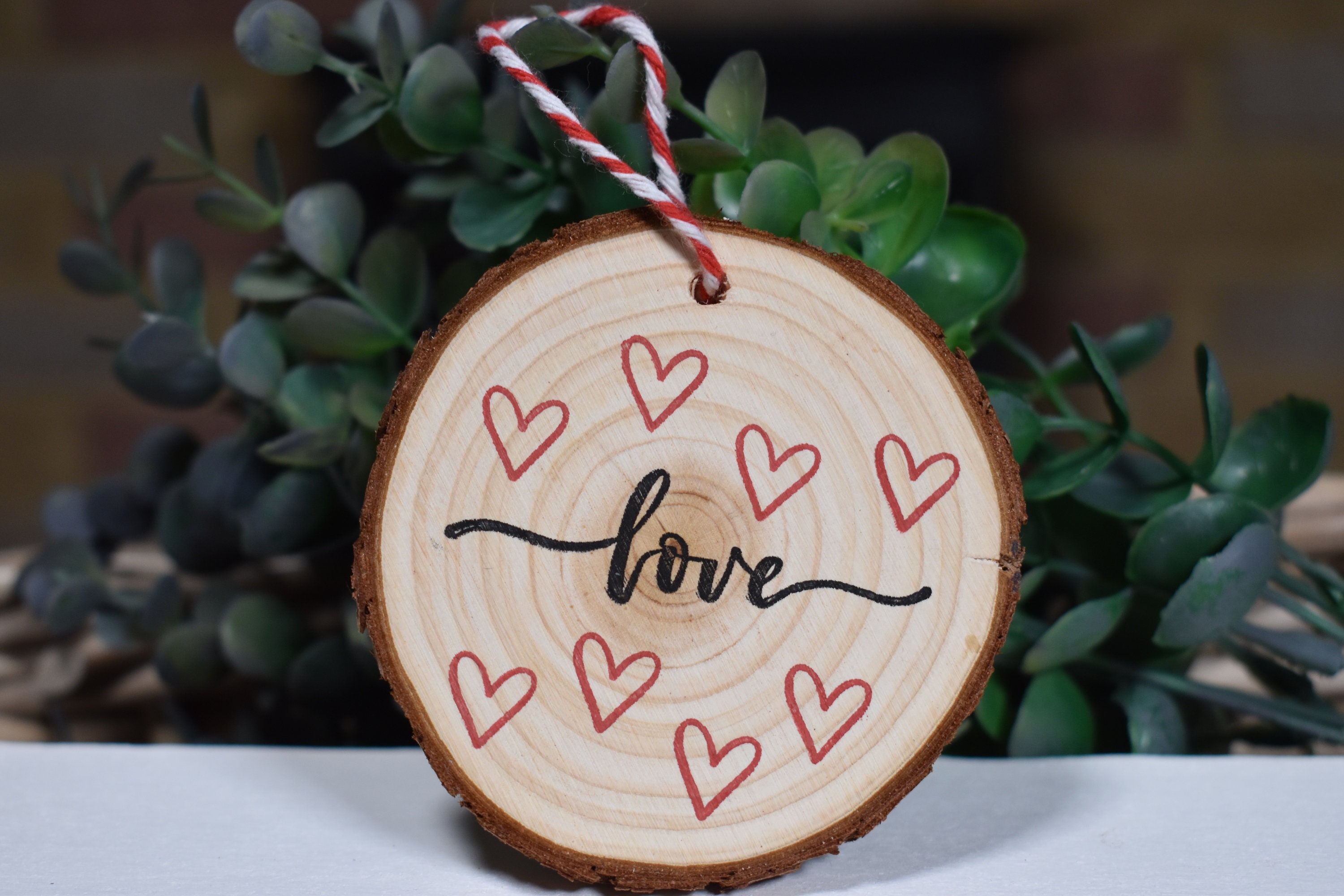 Rustic Wood Slice Love Decorative Wood Signs Hearts Home - Etsy UK