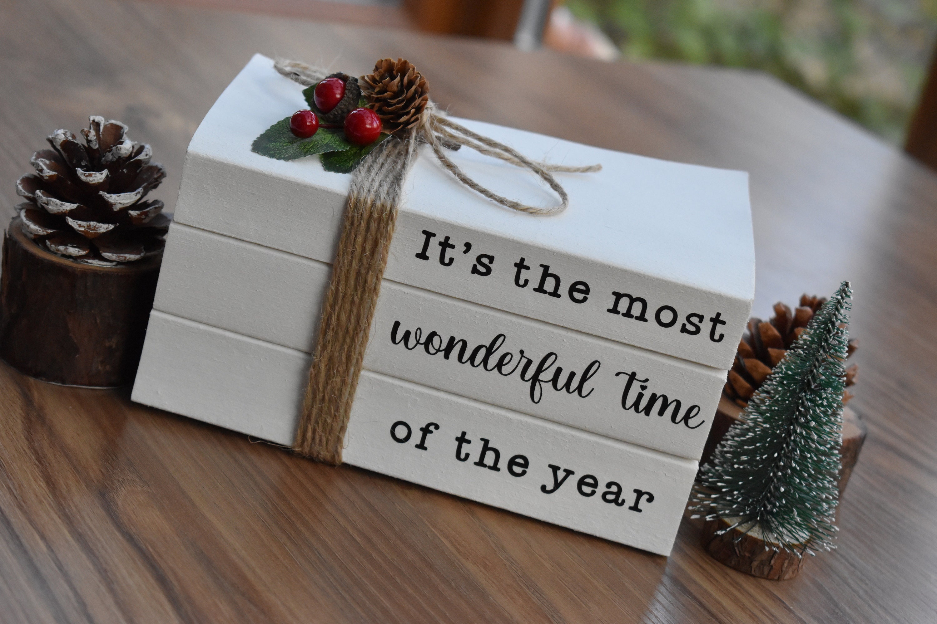 Christmas Book Stack It's the Most Wonderful Time of the - Etsy UK