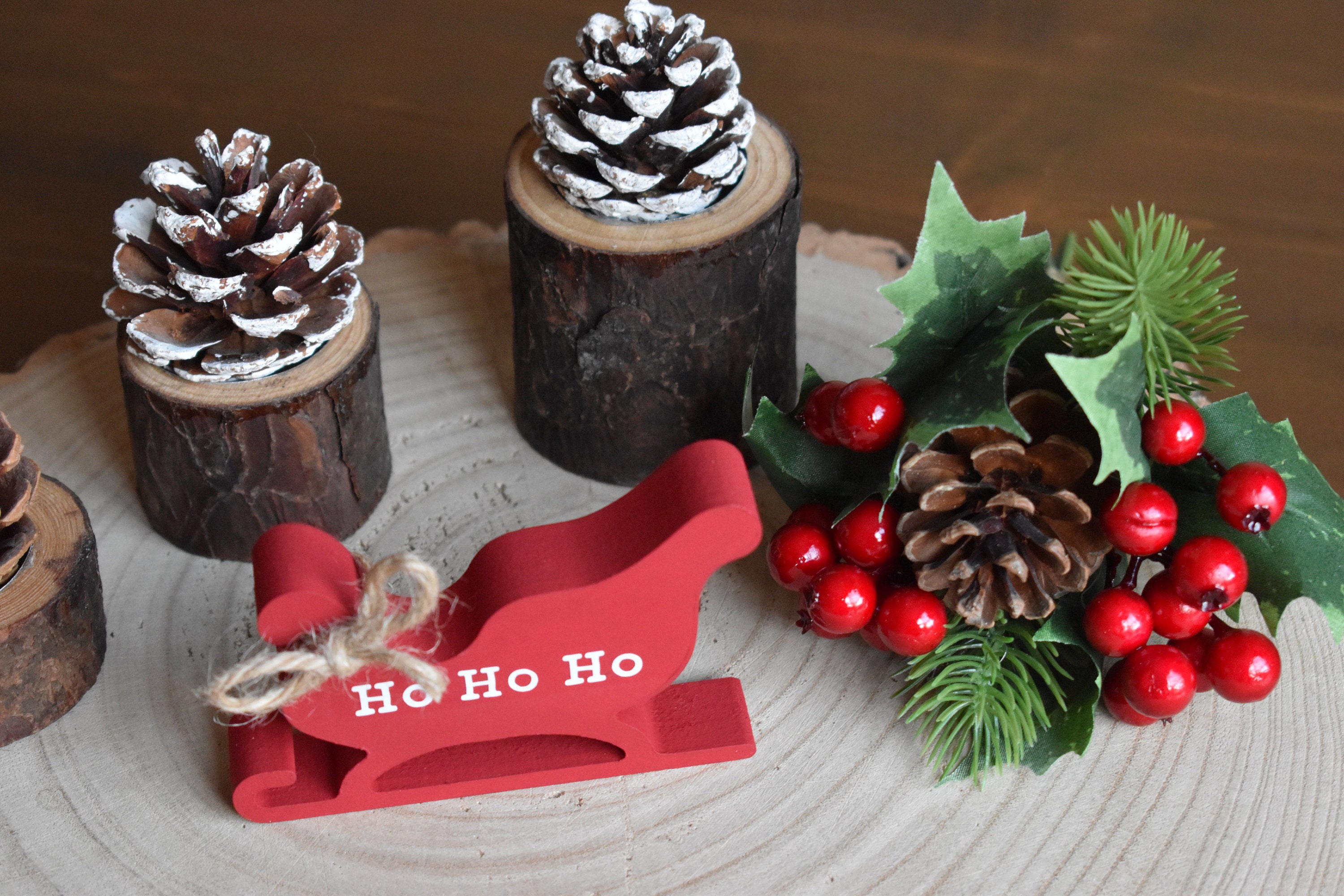 Mini Wooden Sleigh Christmas Tiered Tray Decor Santa's - Etsy