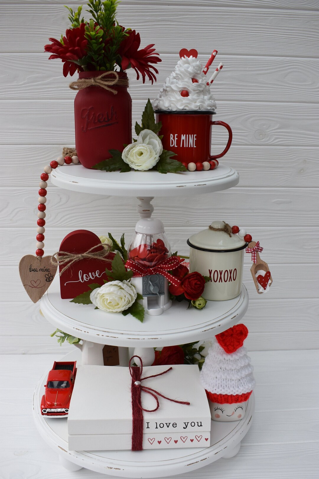 Valentine Tiered Tray Decor Bundle, Farmhouse Valentine Tier Tray ...