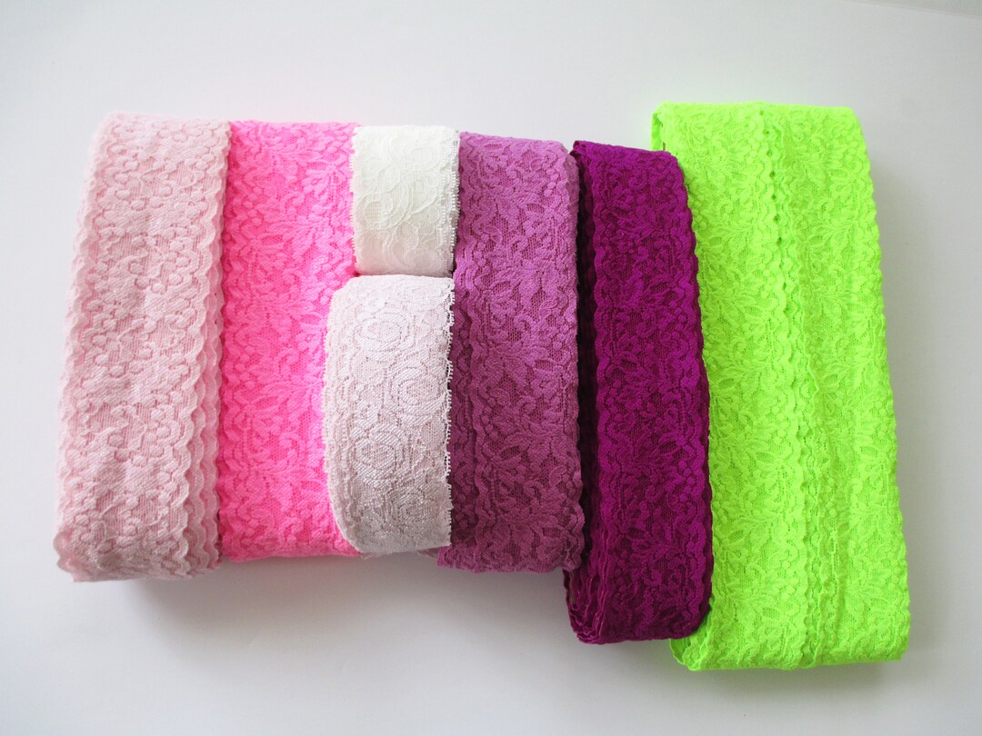 Elastic Lace Elastic 2.5 Inch Wide Colorful Stretch Lace - Etsy