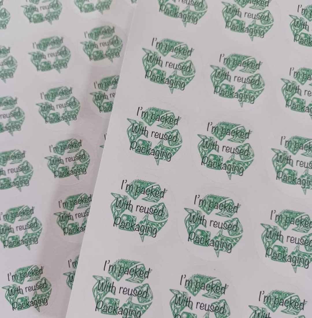 Recyclable Stickers 'packaged With Reused Packaging' Stickers Eco ...