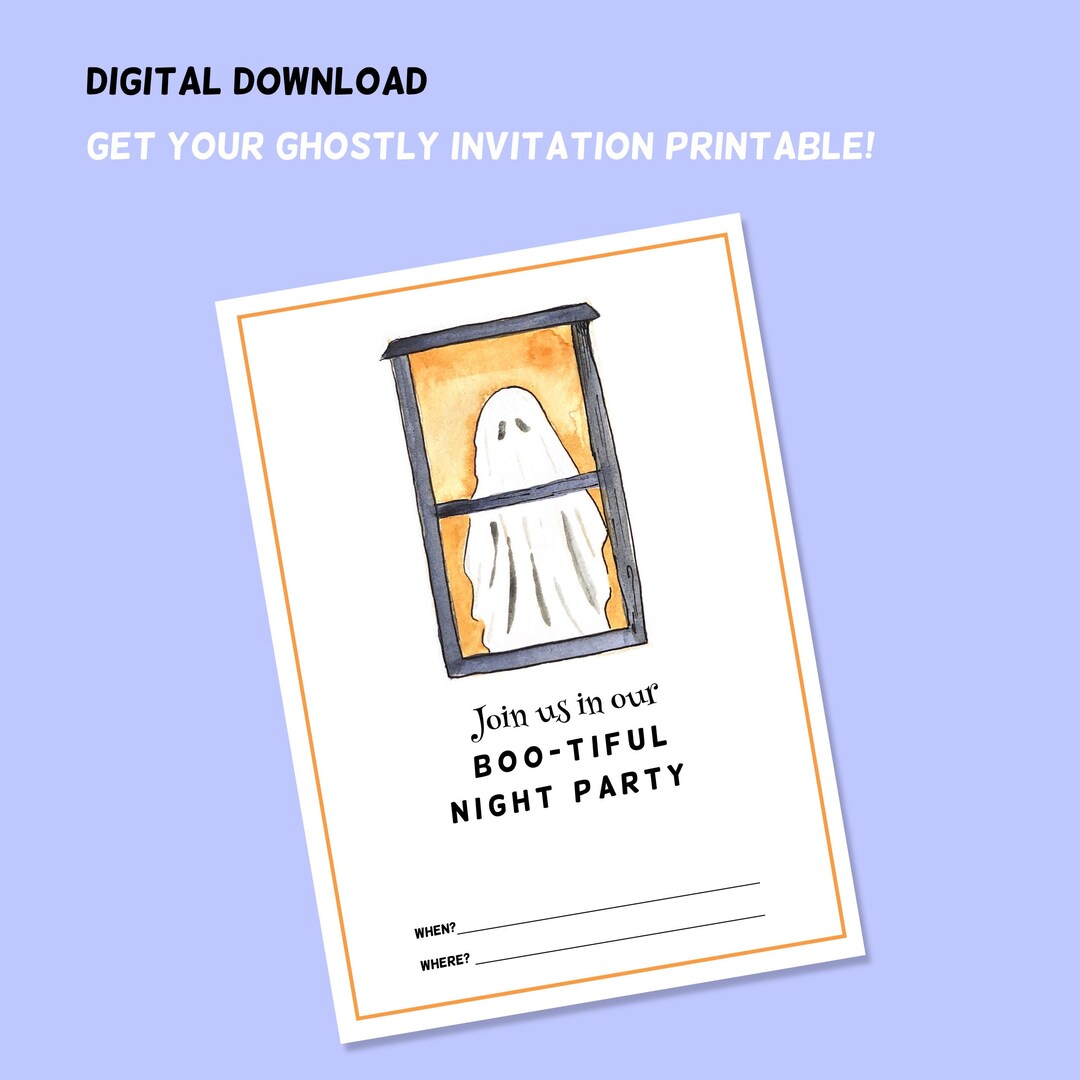 Ghost Halloween Party Invite Printable, A3 Halloween Print, Cute ...
