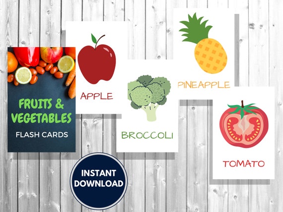 35 Printable Fruits & Vegetable Flash Cards | Etsy