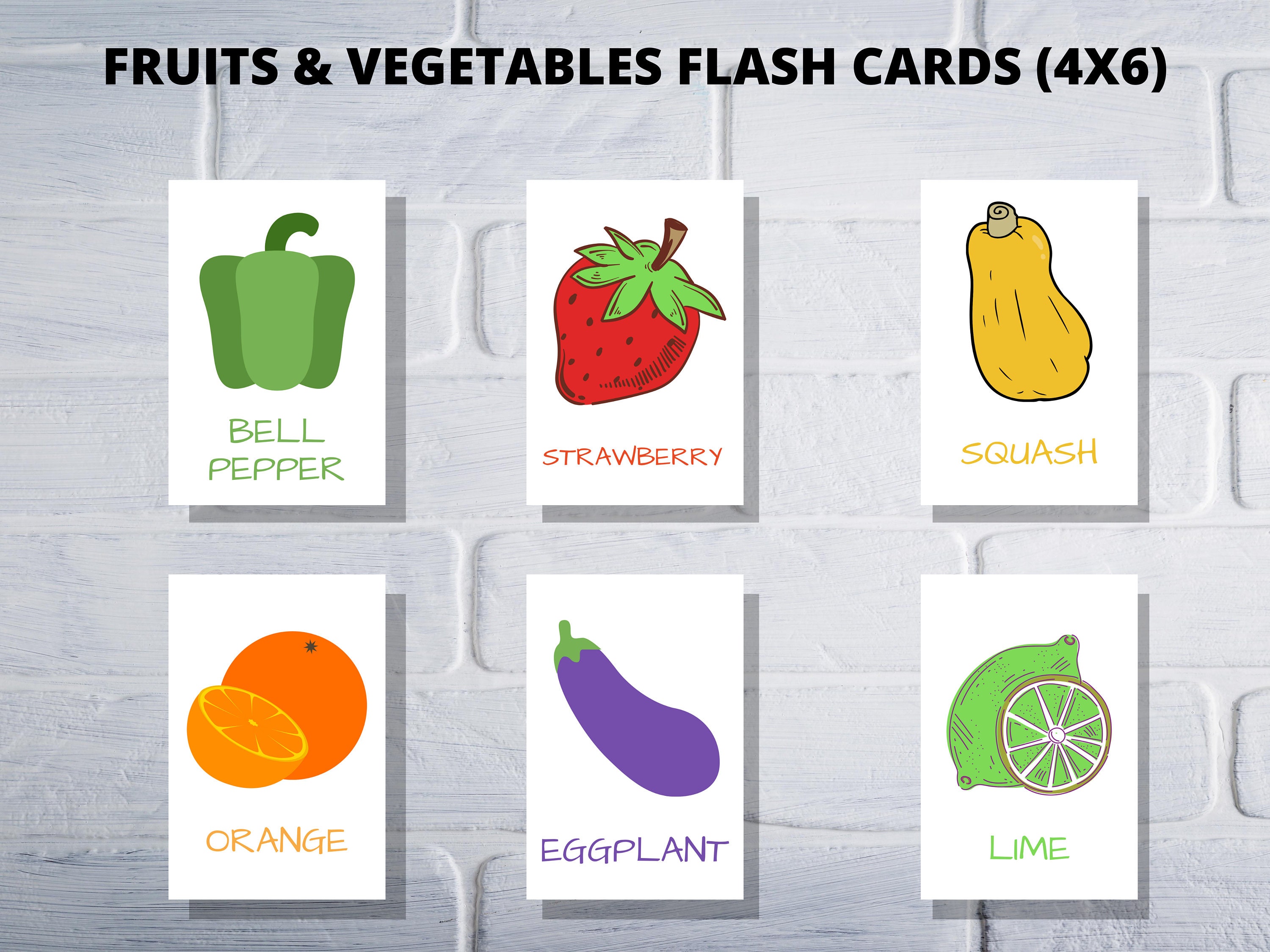 35 Printable Fruits & Vegetable Flash Cards, Home School, Pre-schools ...