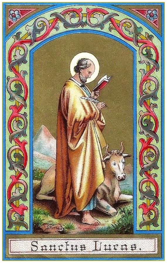 St. Luke the Evangelist Holy Card T-shirt | Etsy