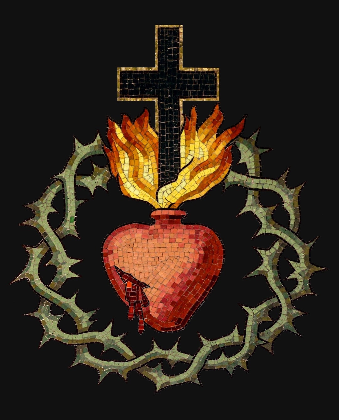 Sacred Heart of Jesus With Crown of Thorns Mosaic T-shirt - Etsy