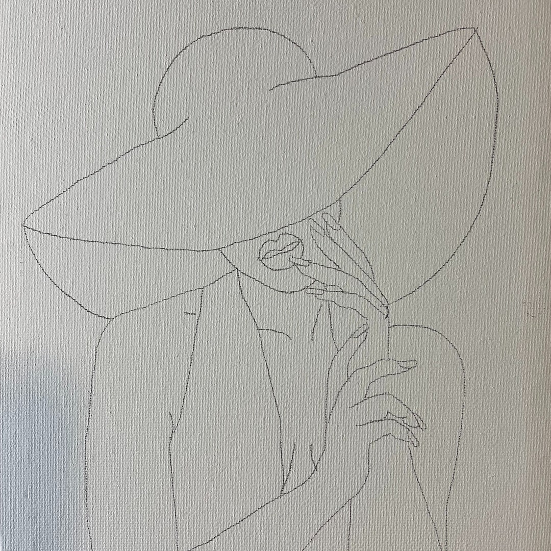Pre-drawn Canvas (big Hat) - Etsy