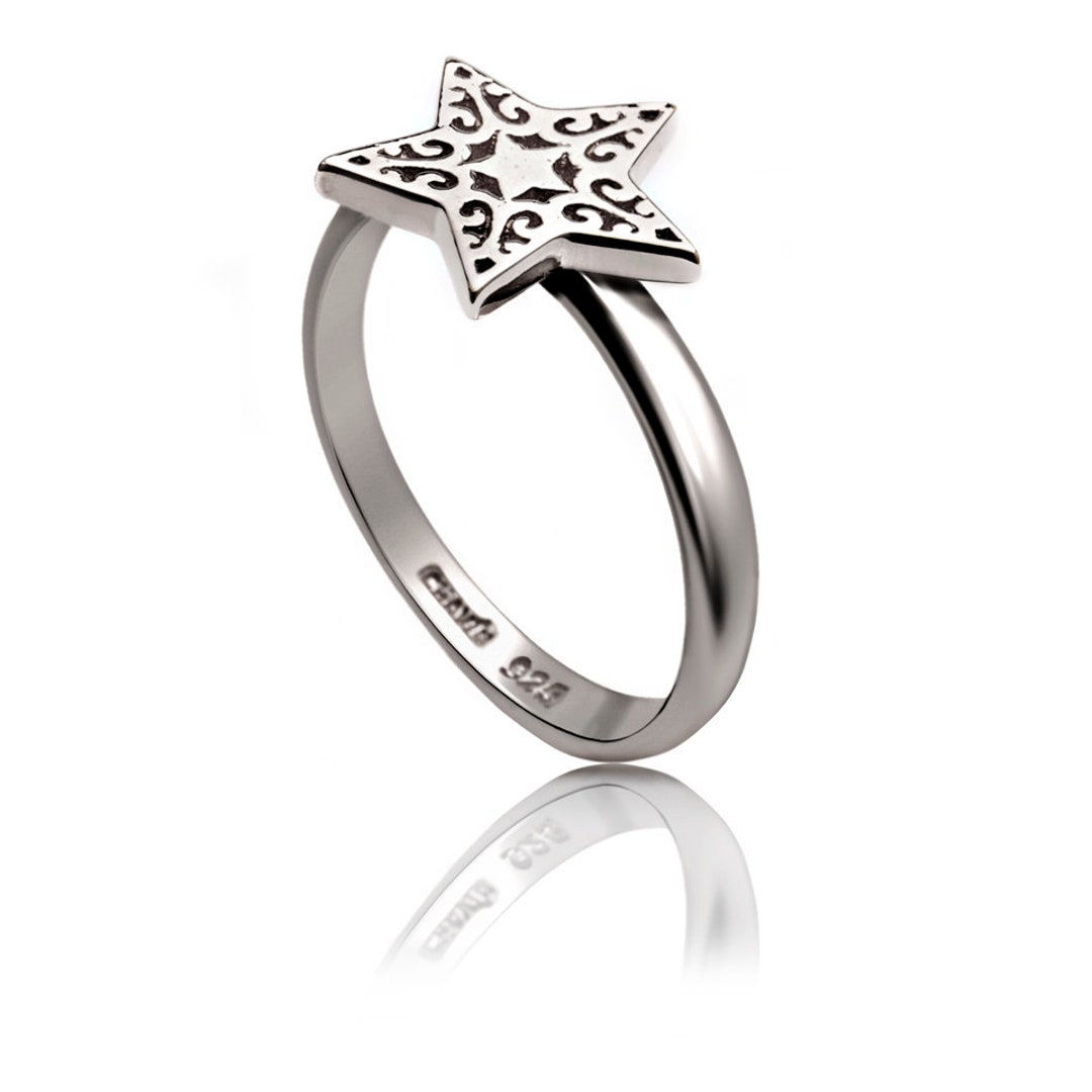 Zierlicher filigraner Stern Charm Ring in ' 925 - Etsy.de