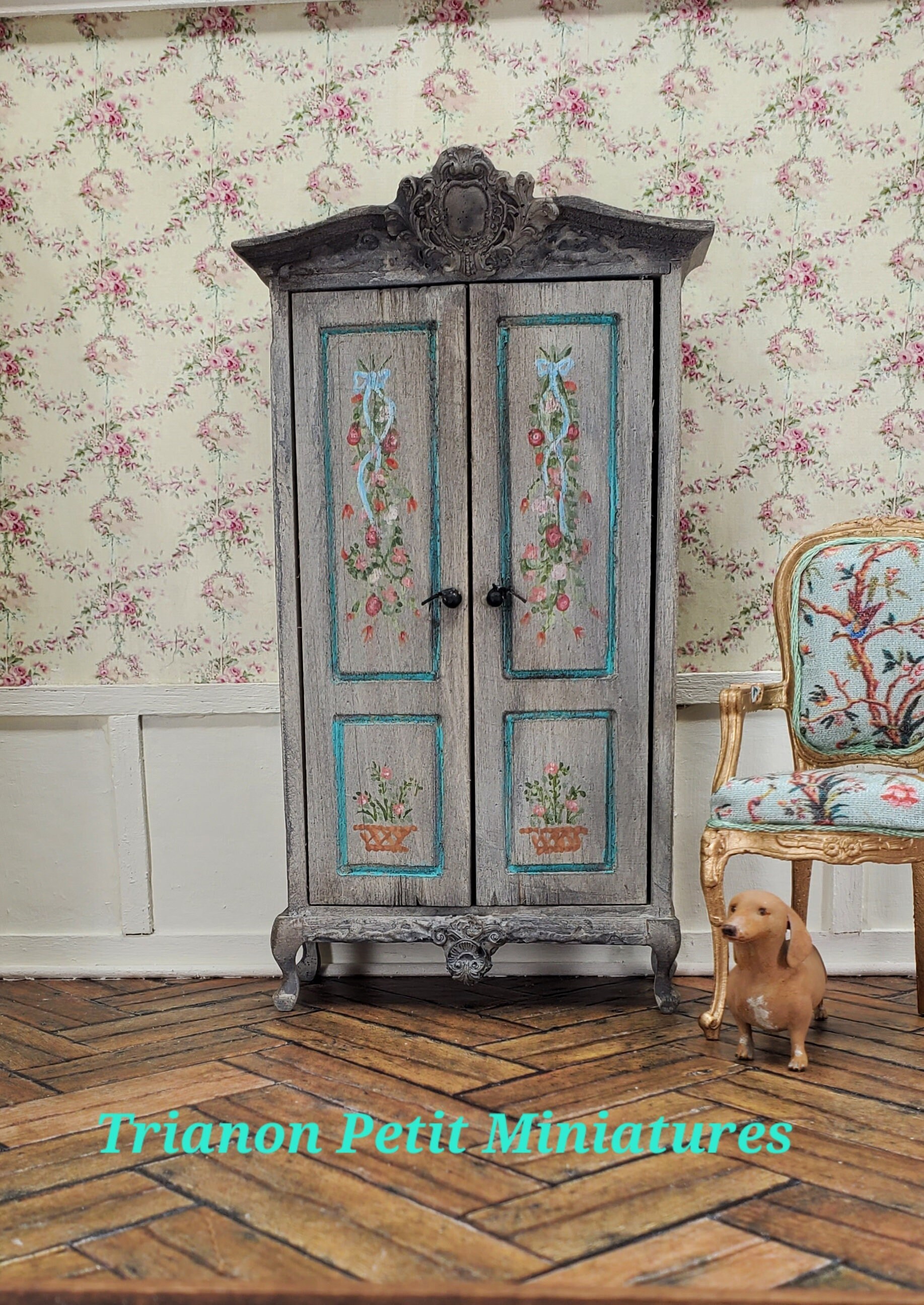 Floral painted armoire Etsy