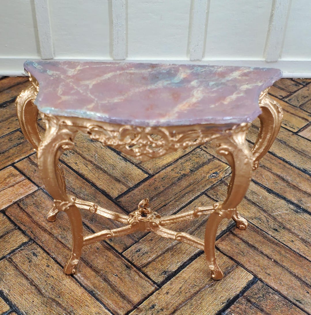 Miniature French Rococo Console Table: Hand-gilded Faux Marble Top - Etsy