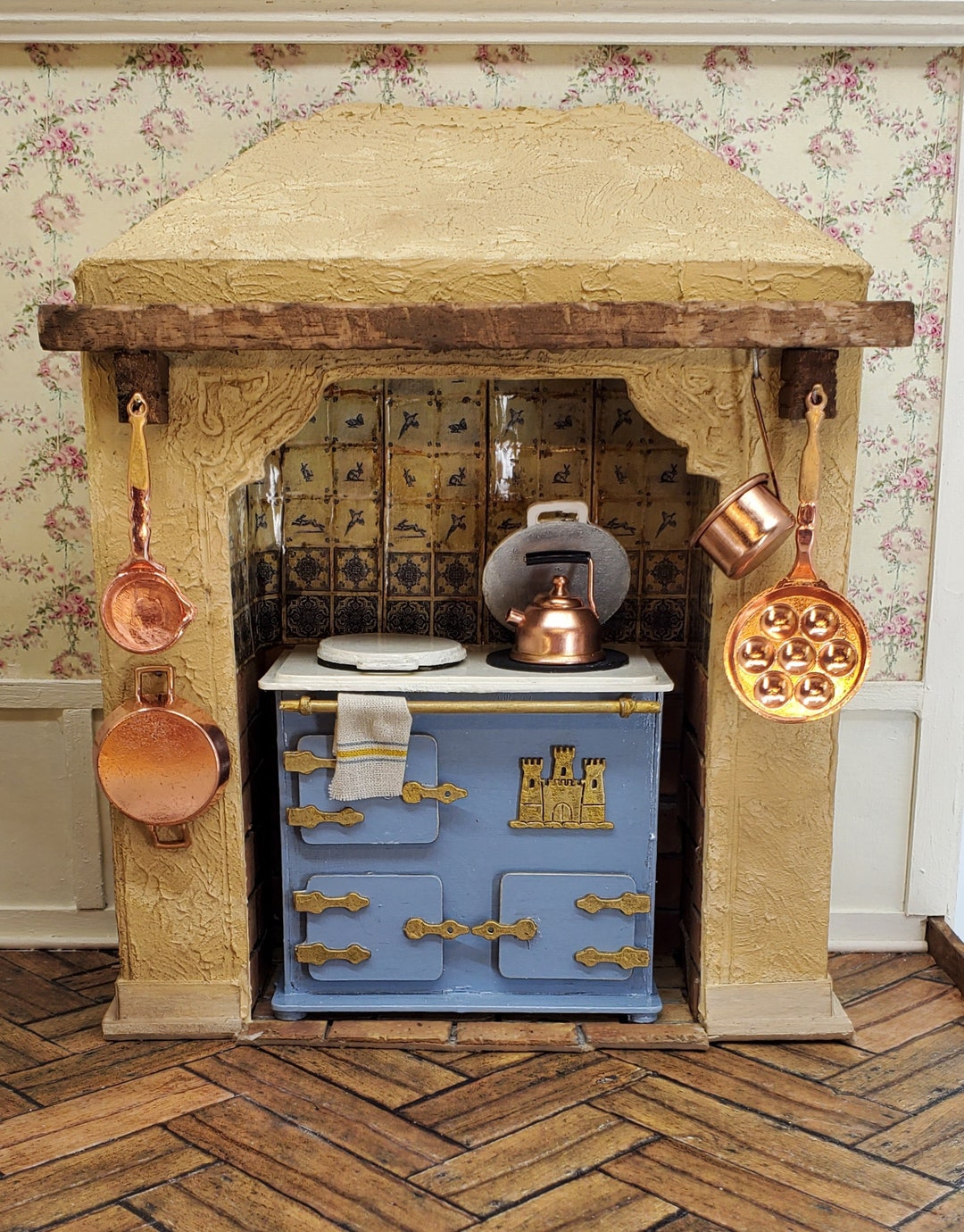 French Miniature Aga Stove Oven With Kitchen Surround and Copper ...