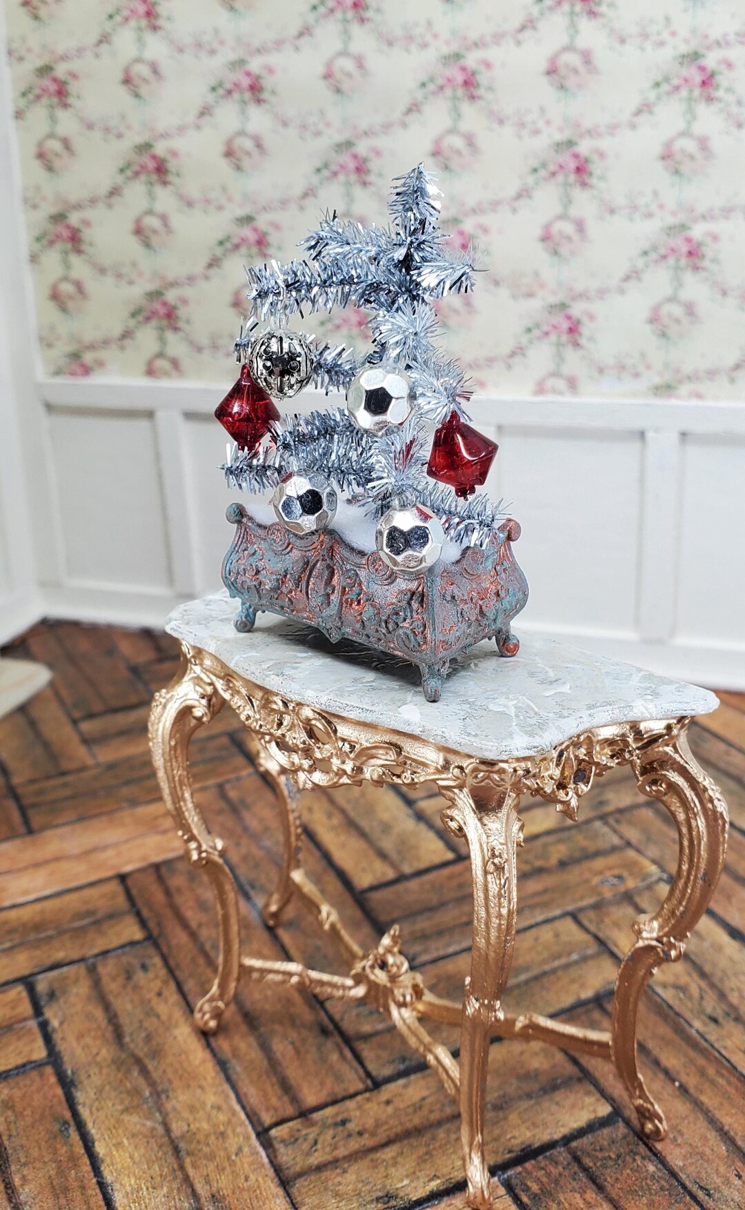 Miniature Mid Century Modern Tinsel Christmas Tree in a French ...