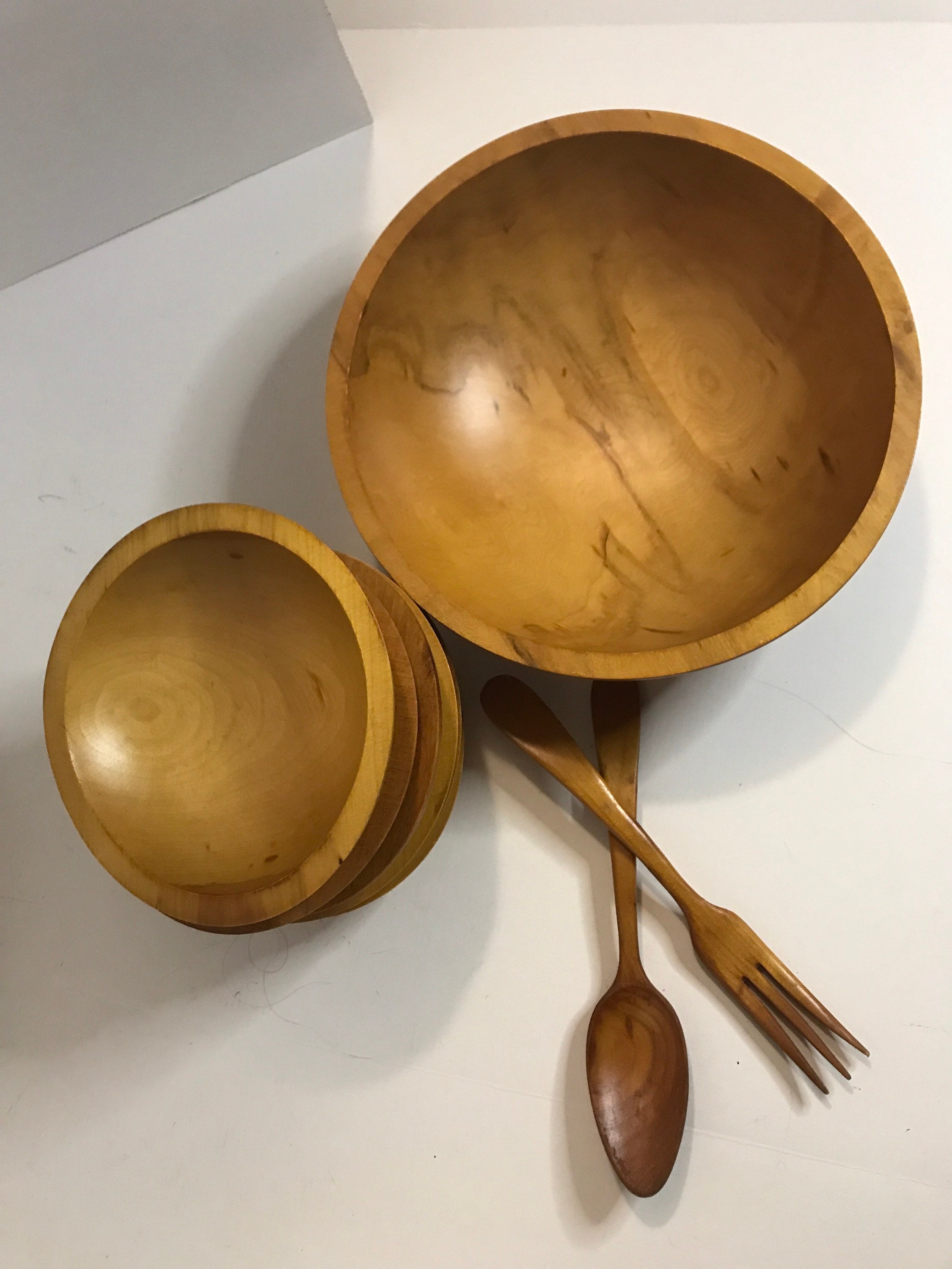 Vintage Baribocraft Complete Set of Wooden Bowls and Serving Utensils ...