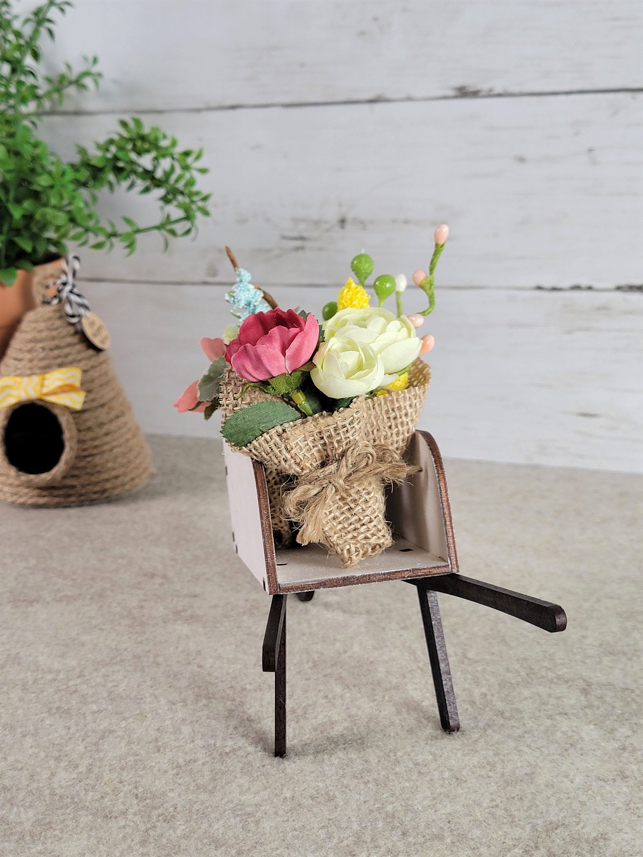 Mini Wheelbarrow Miniature Wheelbarrow Tiered Tray - Etsy