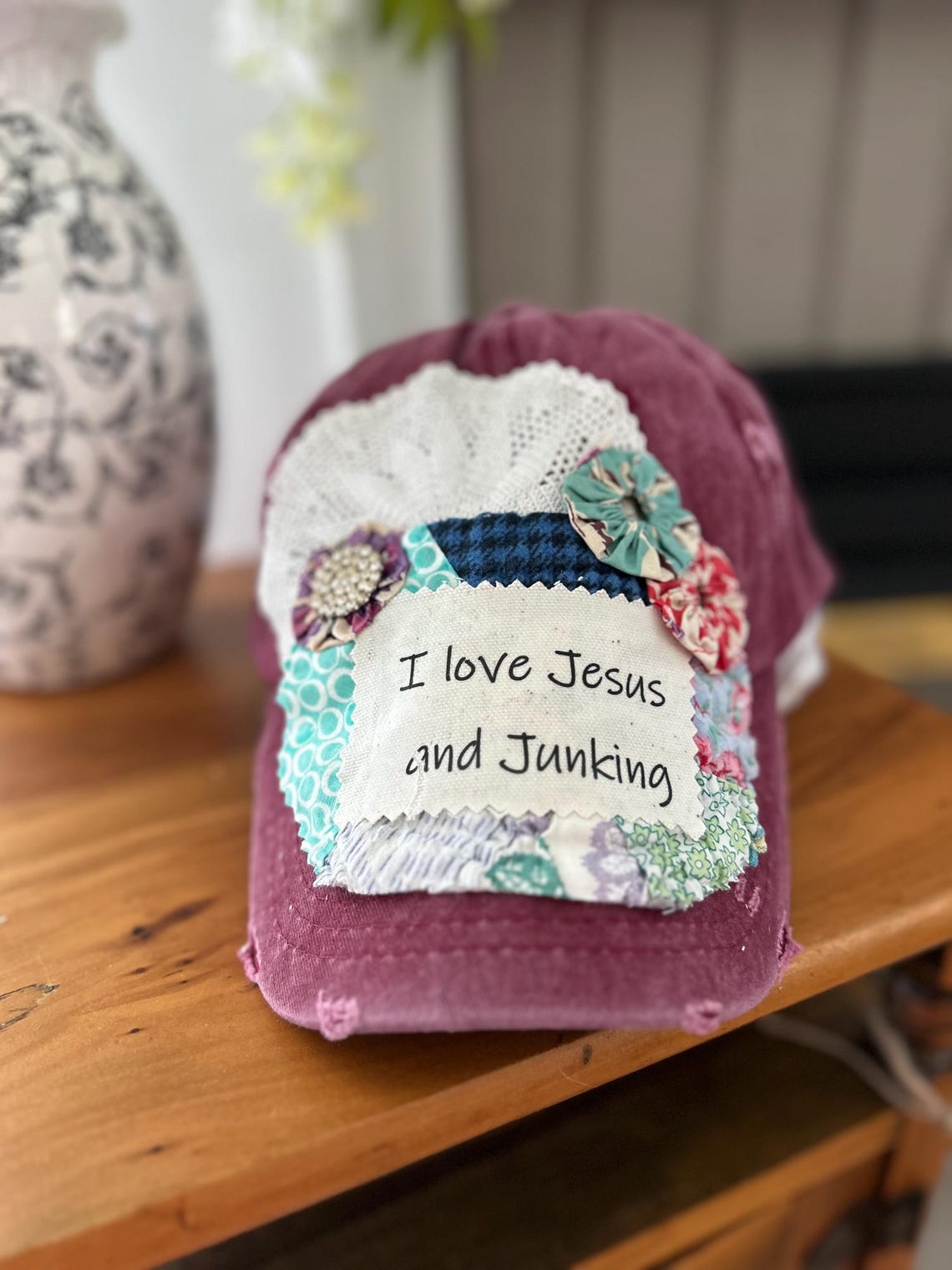 Quilted Trucker Hat I Love Jesus and Junking - Etsy