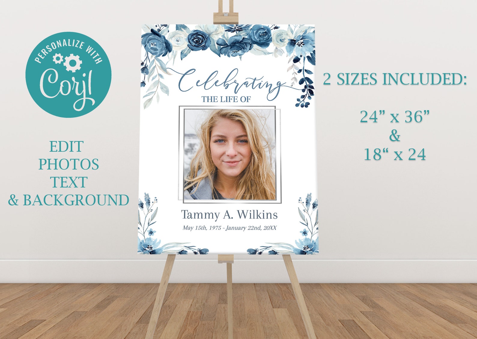 Blue Roses Funeral Bundle Celebration of Life Templates - Etsy