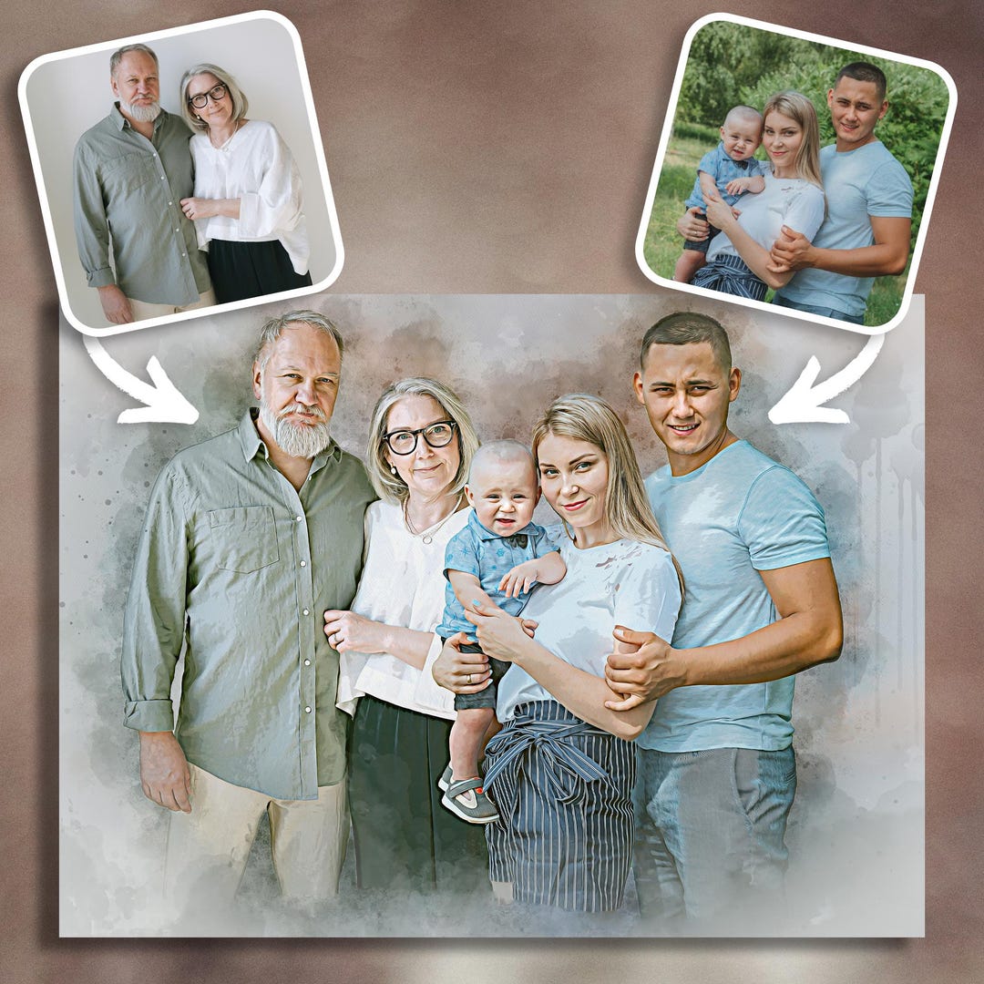 Custom Watercolor Portraits Add Anyone to the Photo, Hand Crafted ...