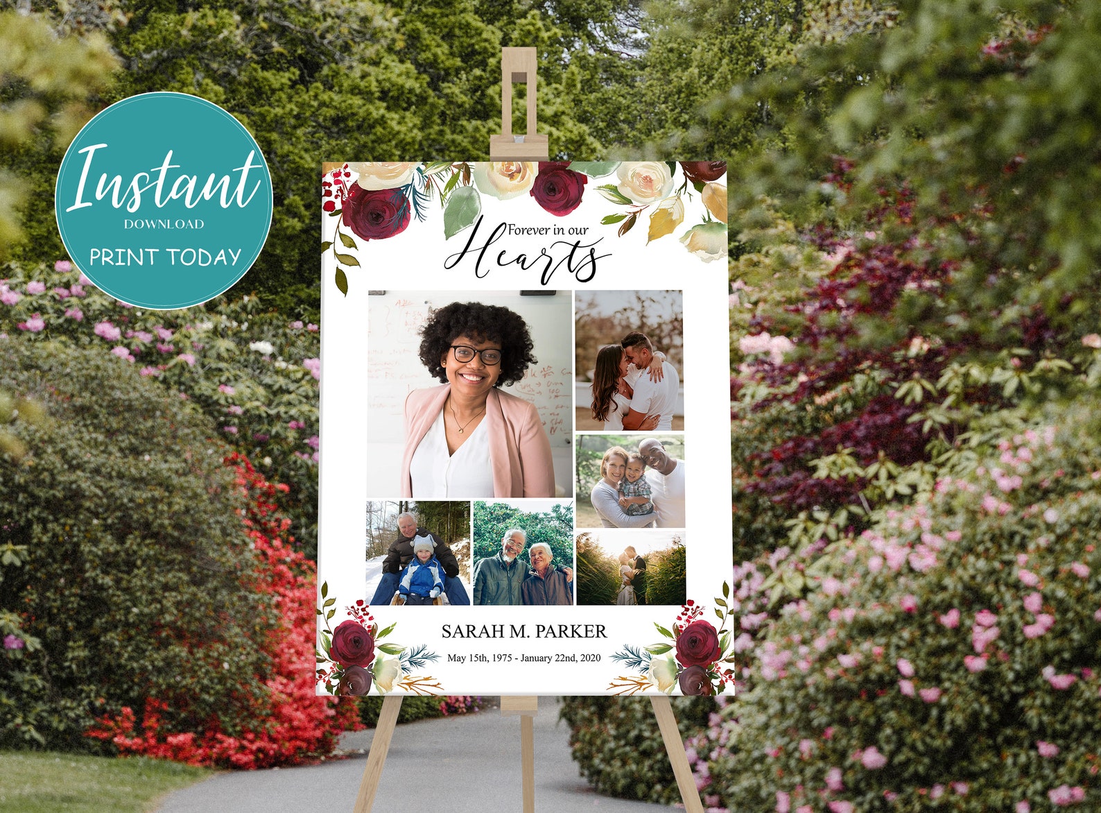 Roses Funeral Poster Memorial Poster Photo Collage - Etsy