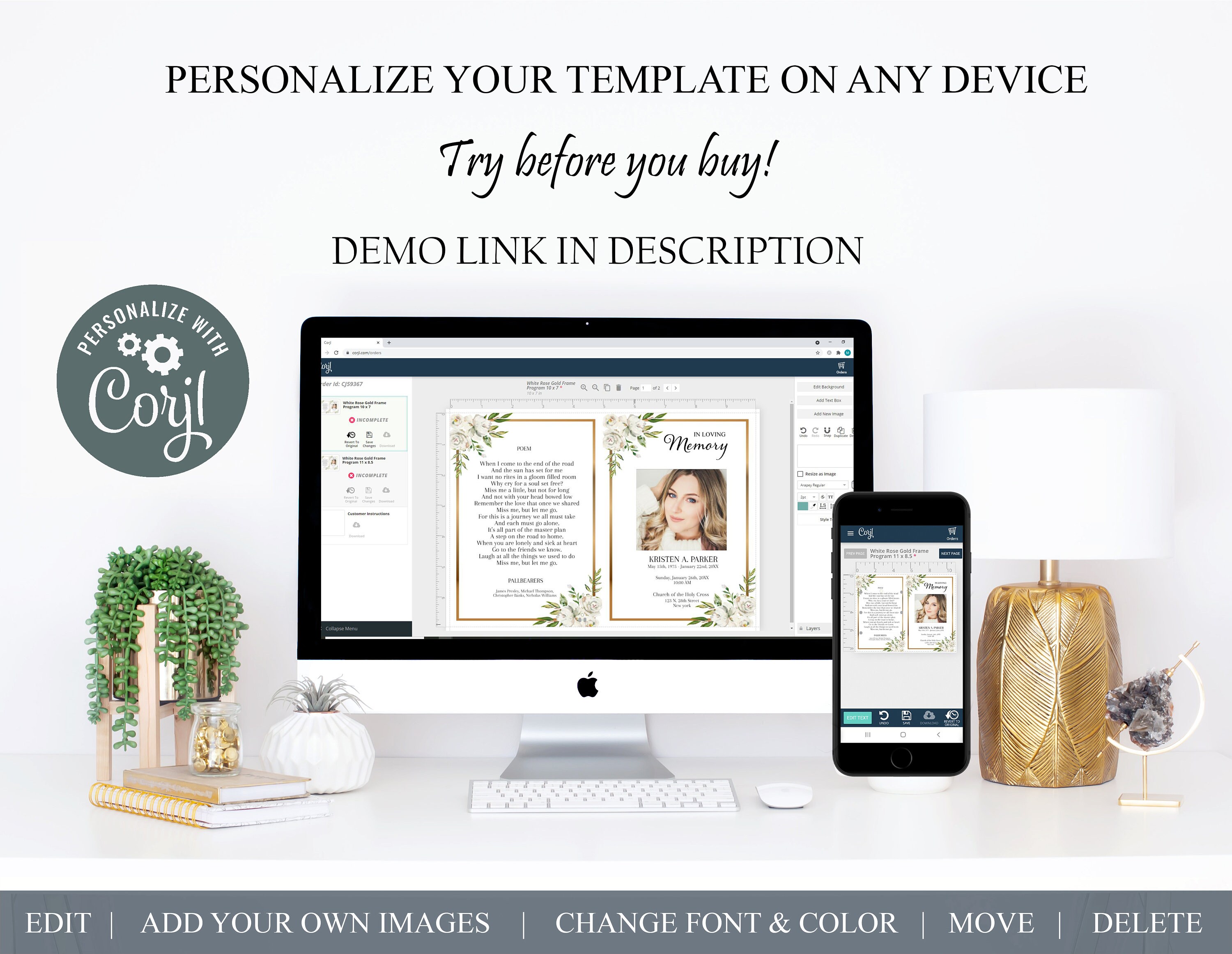 Blue Floral Funeral Poster Navy Blue Roses Memorial Poster | Etsy