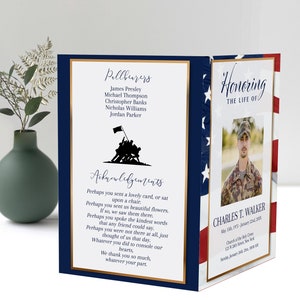 American Flag Funeral Program Template | Editable Military Funeral ...
