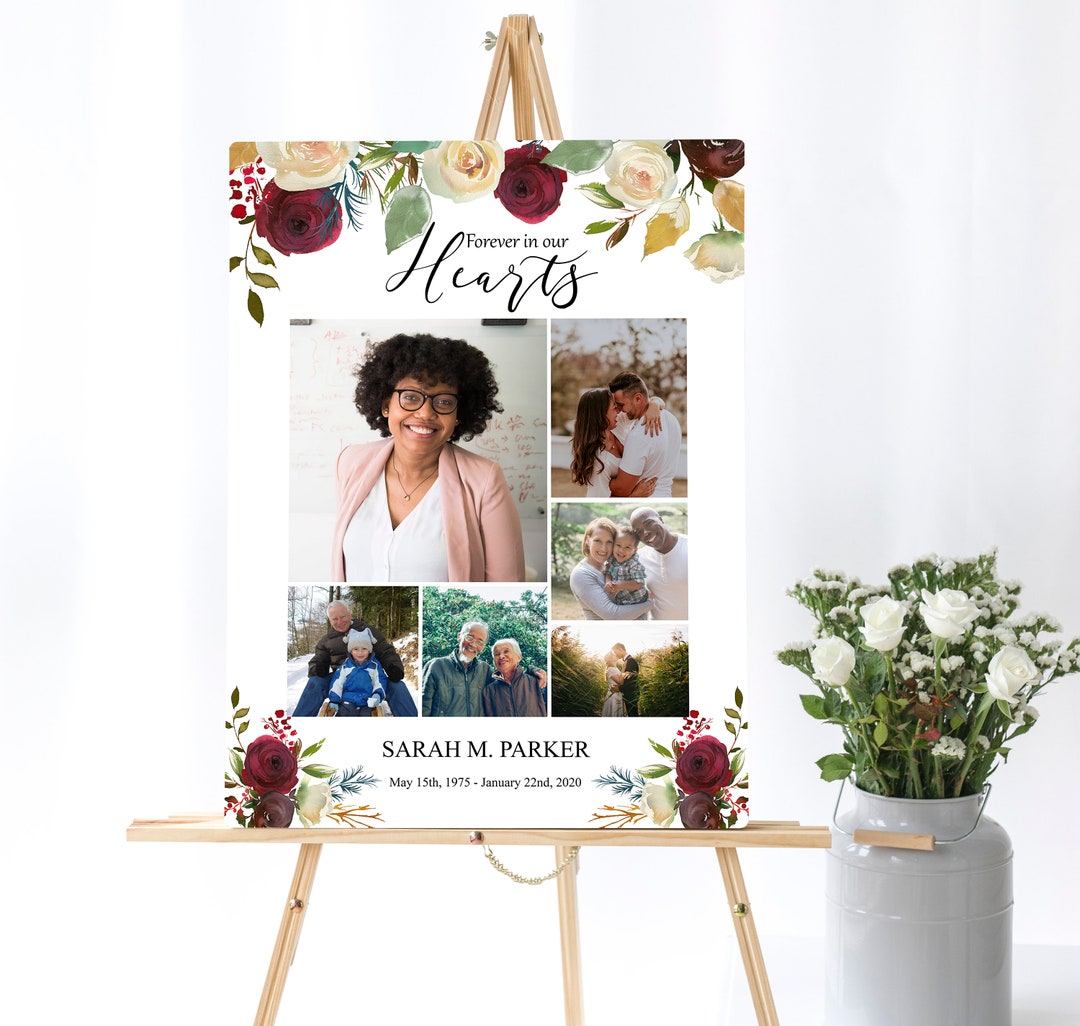 Roses Funeral Poster | Memorial Poster | Photo Collage Celebration of ...
