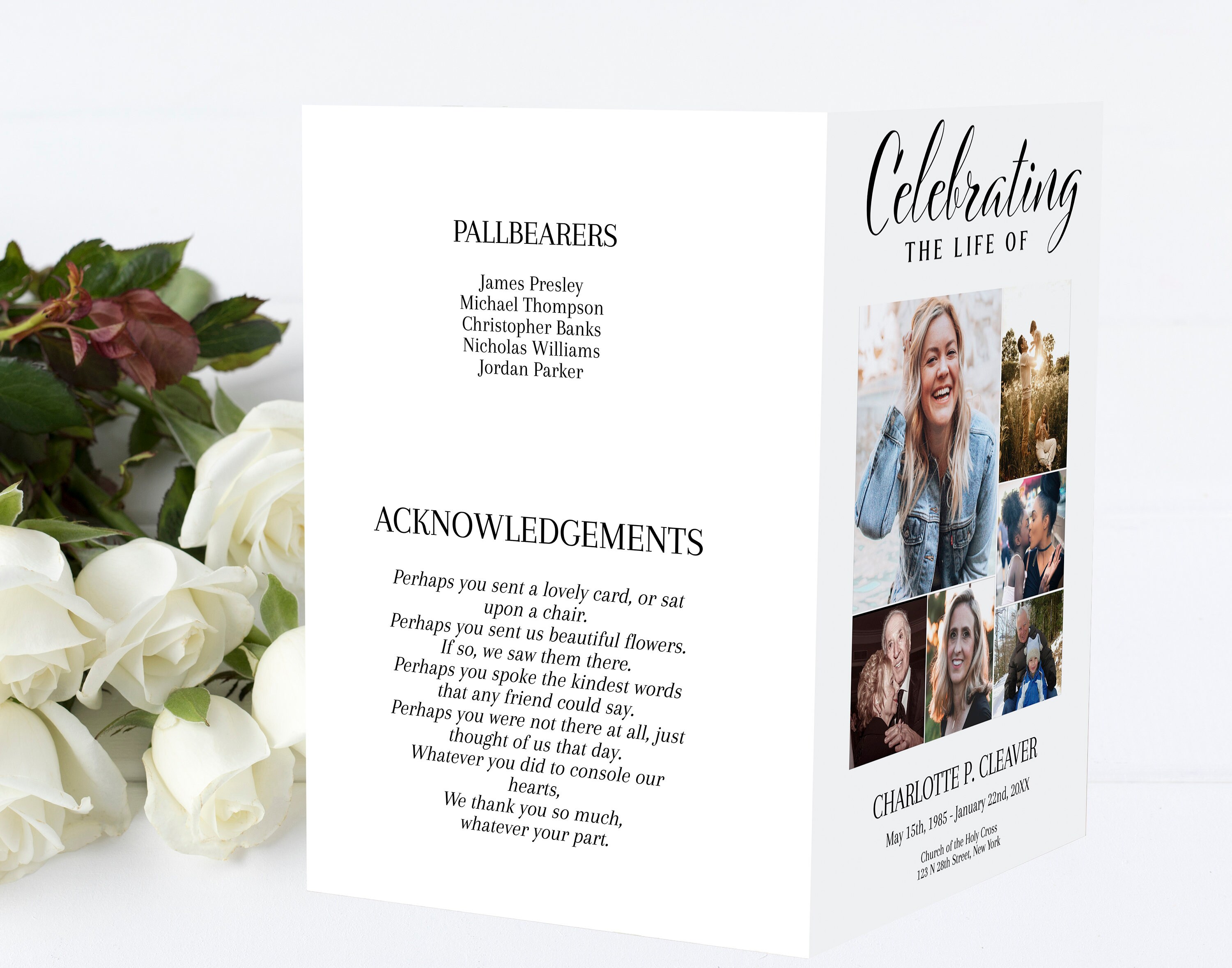 Editable Funeral Program Template | Obituary Template to Honor Your ...