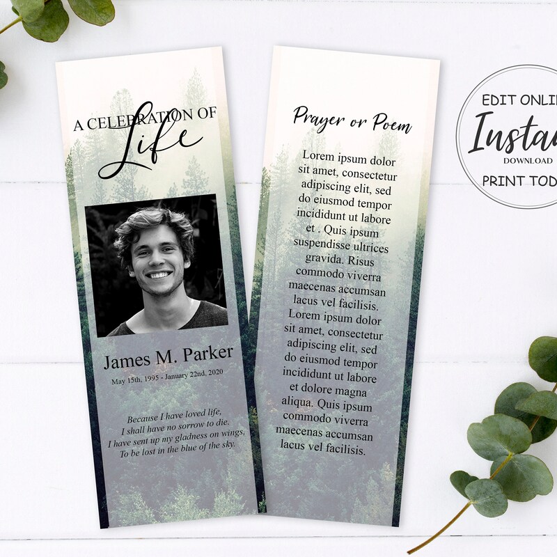 Laminated Obituary Bookmarks - Etsy