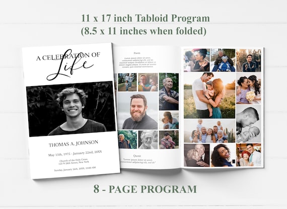 11 X 17 Inch Funeral Program Template Tabloid Funeral - Etsy