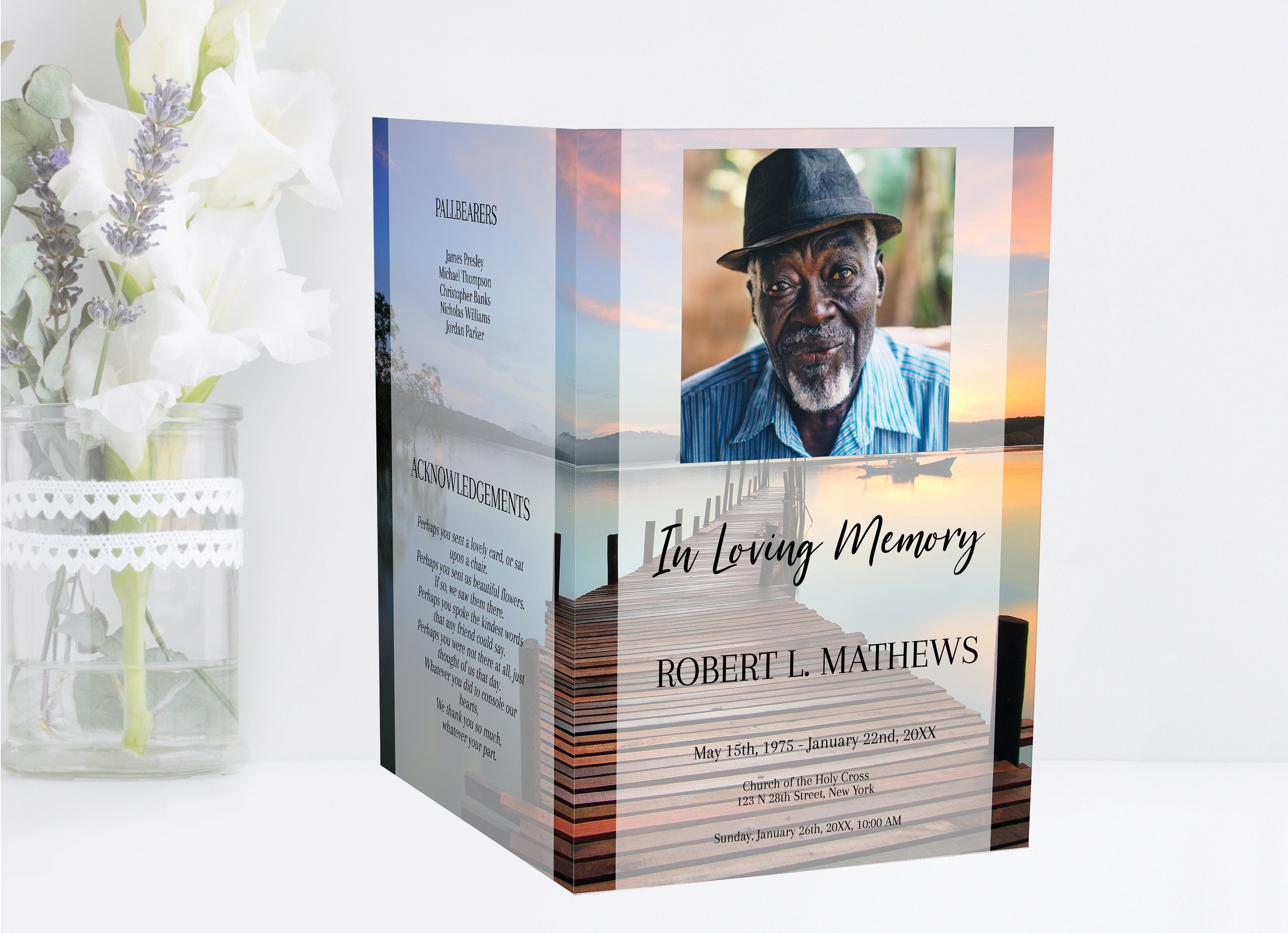 Editable Funeral Program Template for Man Obituary Template - Etsy Canada