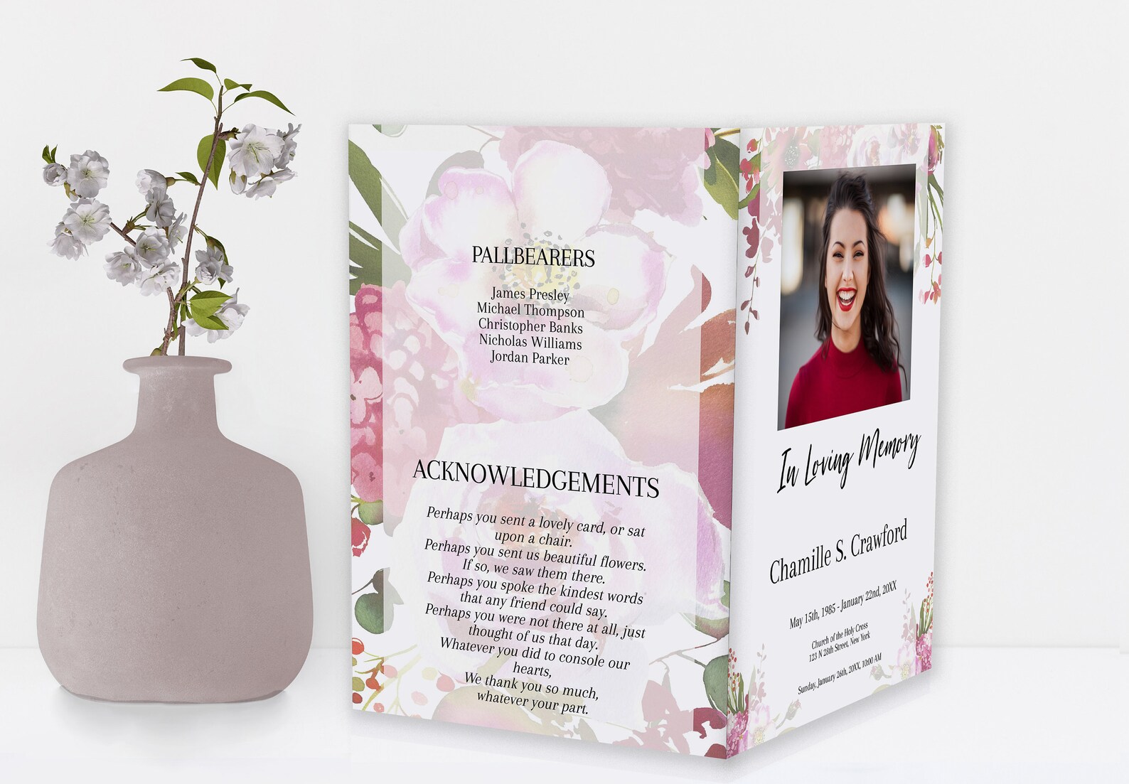 8 Page Funeral Program Template for Woman Obituary Template - Etsy